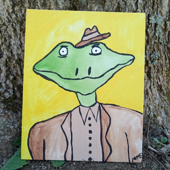 Hand Crafted | Art | Frog Portrait Painting Folk Art Home | Poshmark